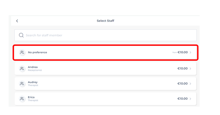 How does Online Booking choose a staff member when a client selects the ...